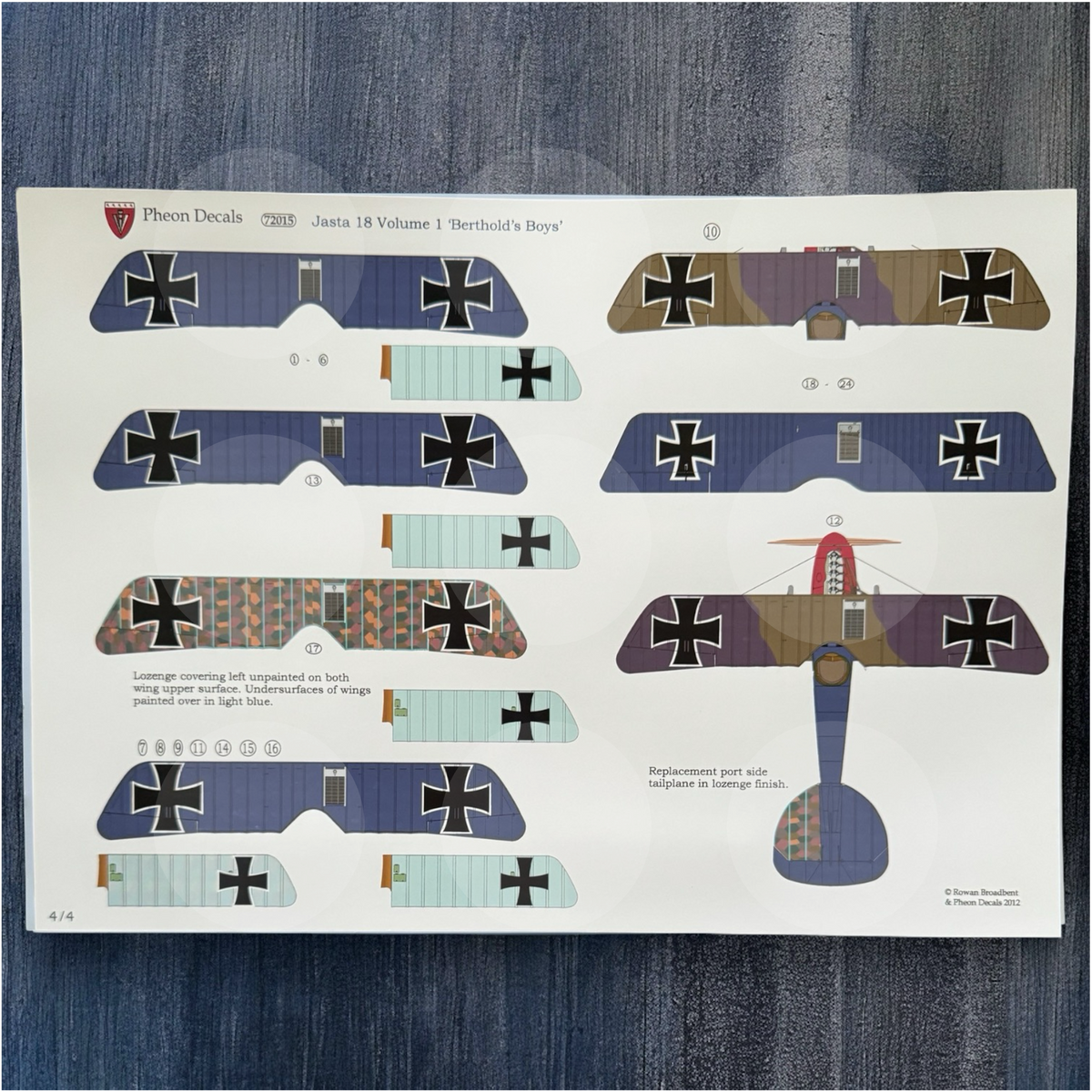 Pheon Decals - 72015 - 1/72 Jasta 18 Volume 1 Berthold's Boys – Gothaforce